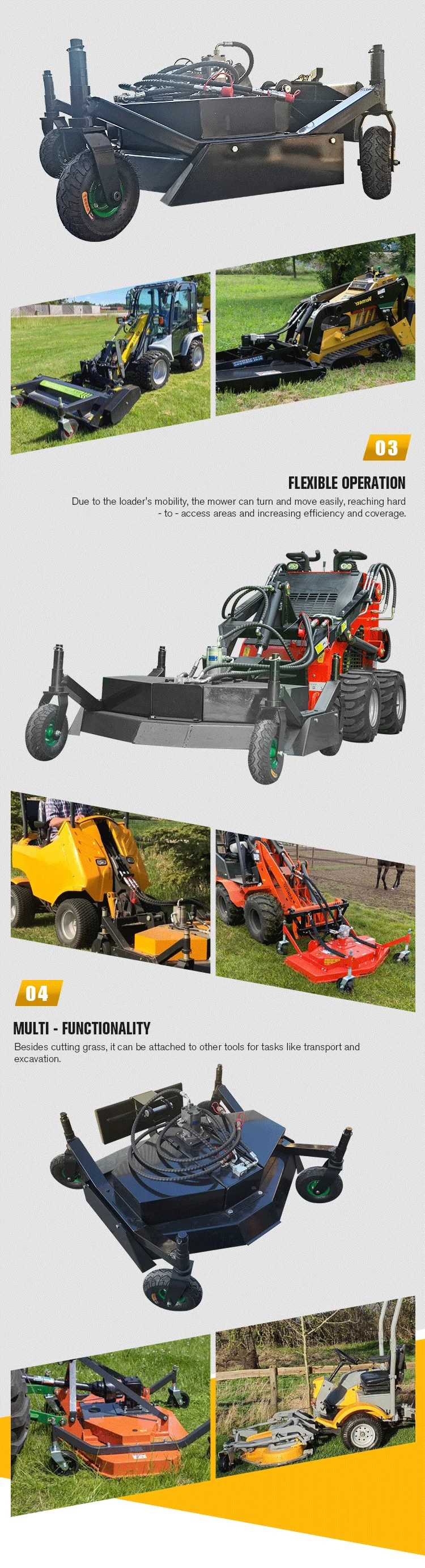 Diesel Mini Skid Steer Loader Attachment New Condition Field Mower for ...
