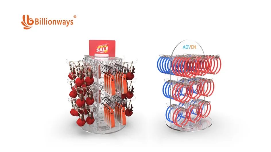 Retail Mini Neon Keychain Pegboard Spin Spinning Rotating Display Stand ...