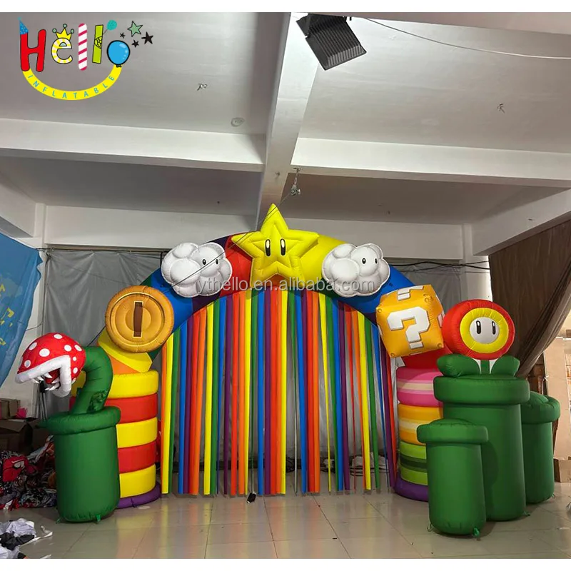 Kids Themed Playground Inflatable Super Mario Birthday Arch Backdrop ...
