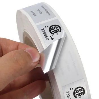 Custom Printed Waterproof Adhesive Vinyl Dumb Silver Csa Logo Sticker ...