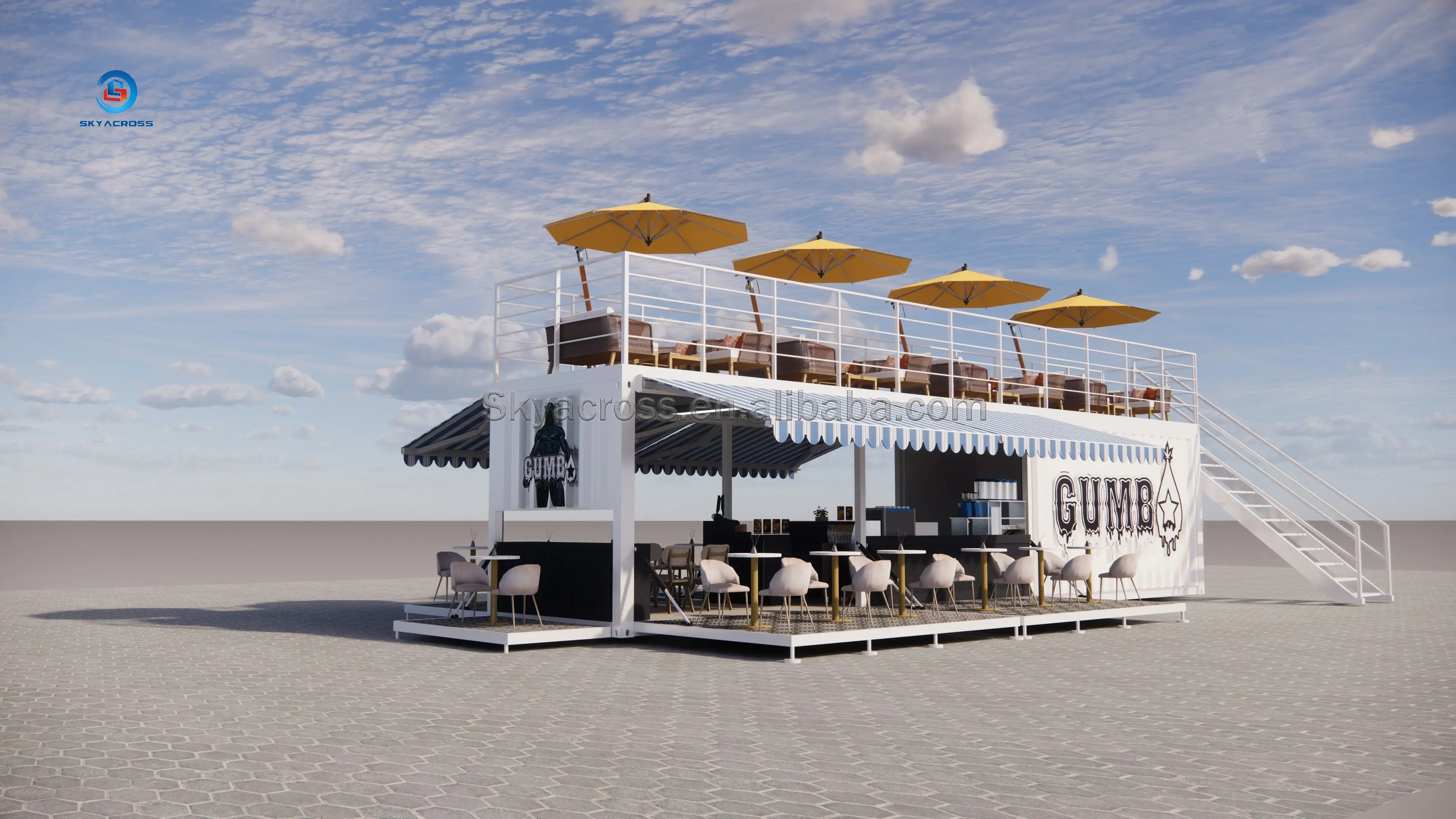 40FT Two-Story Pop-up Shop Container - Ideal for Coffee & More