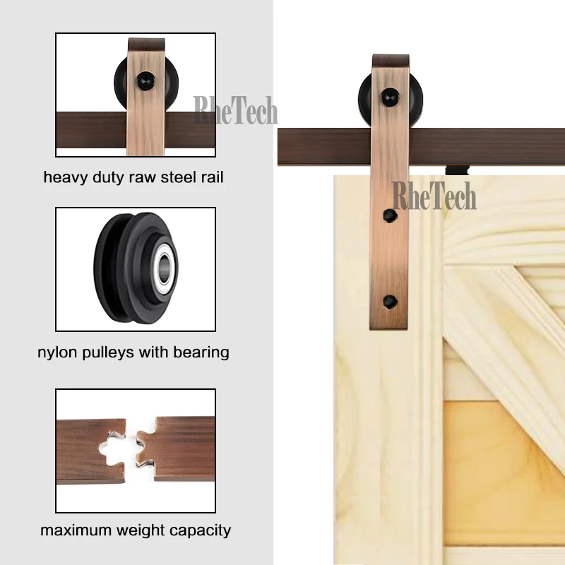 RHETECH Antique Copper Barn Sliding Door Steel Hardware