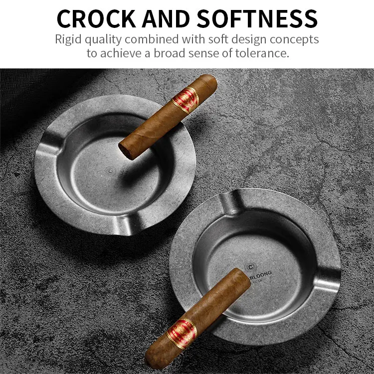 A Cigarloong Round Custom Gold Gray Cigar Ashtray Wood Cigar Ashtray ...