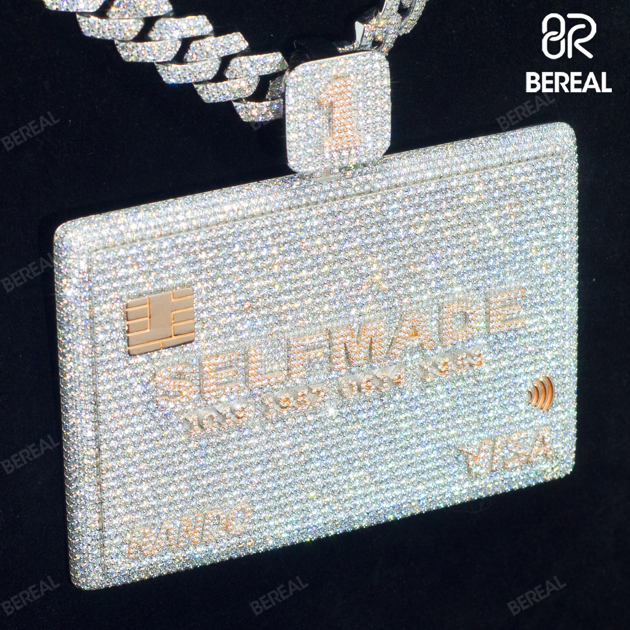Custom Iced Out Credit Card Pendant - 925 Silver & Moissanite