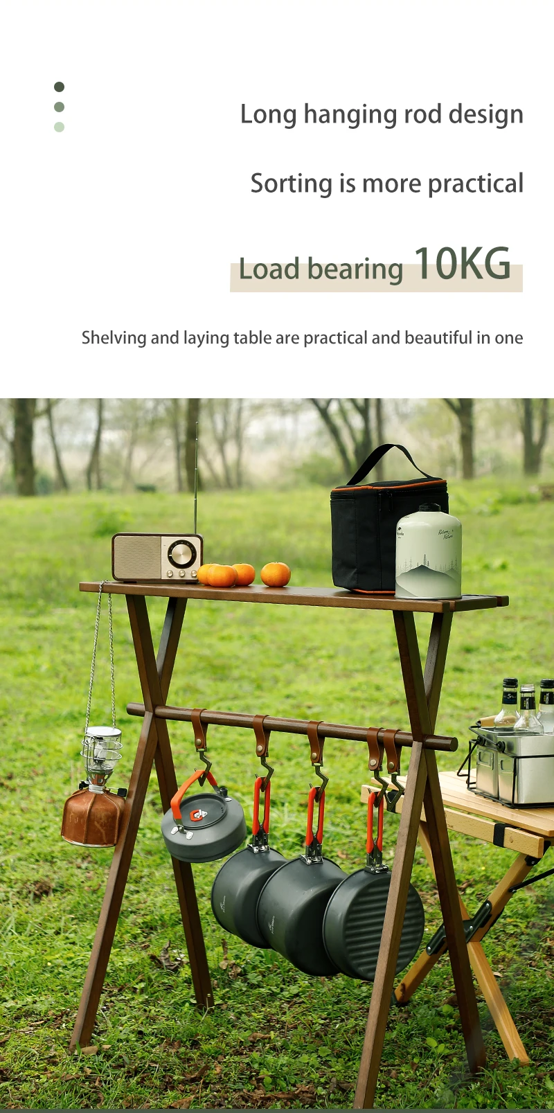 Luyuan Portable Lightweight Wooden Folding Table Camping Storage Rack ...