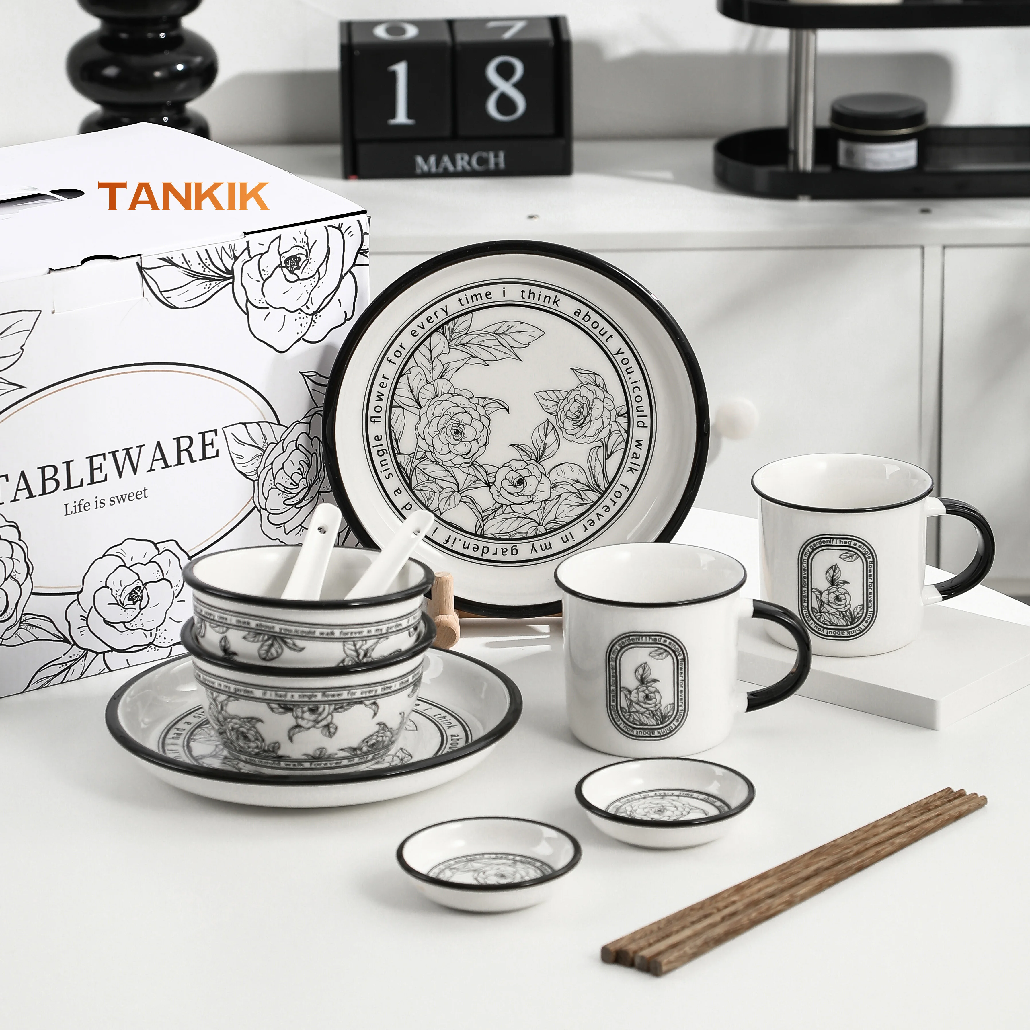 Camellia Classical Vintage House Use Nordic Style Dinnerware