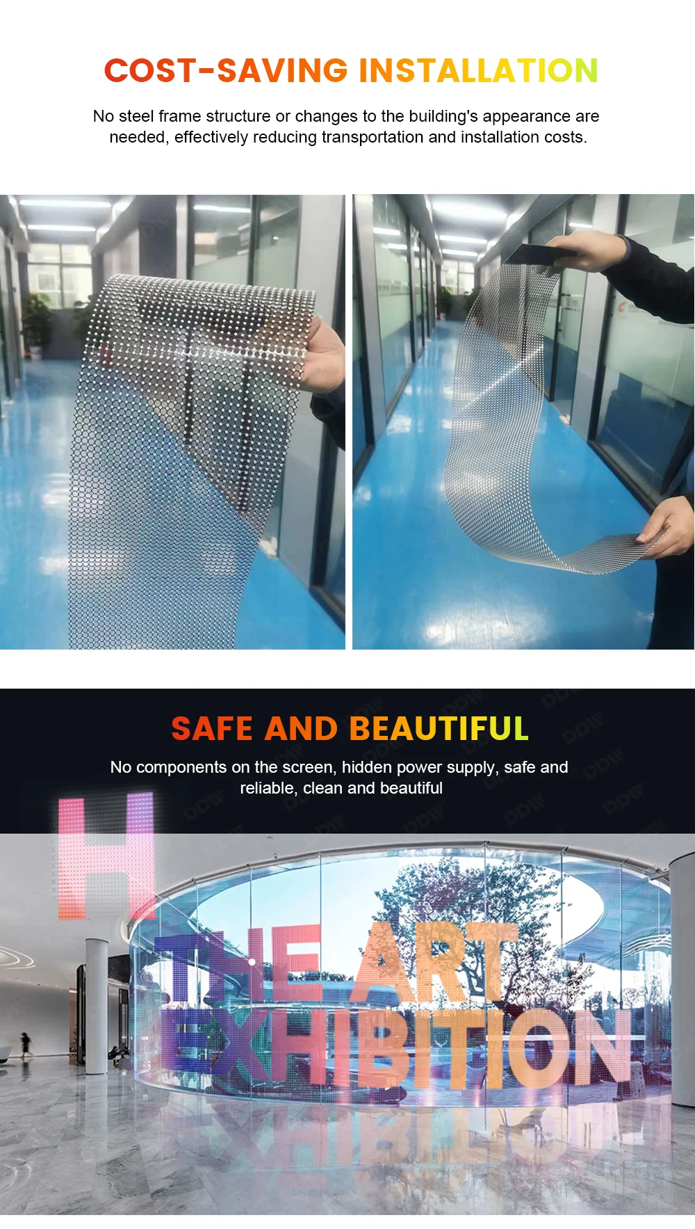 3D LED Flexible Film Display Screen - Transparent Video Wall