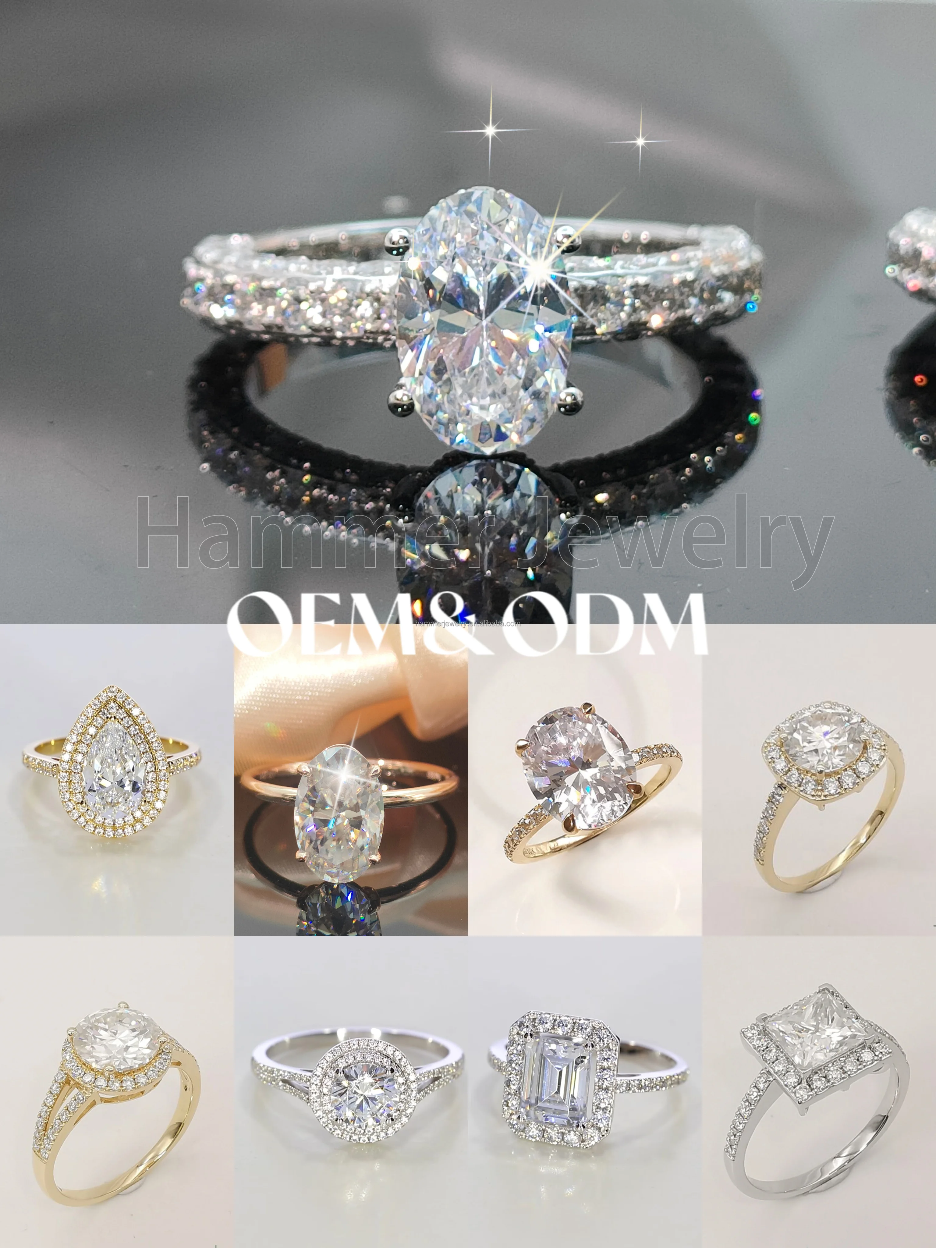 Hot Sale Engagement Ring 10k 14k 18k Solid Gold 8.5mm 2.5ct Zircon Female Bridal Rings for Women ...