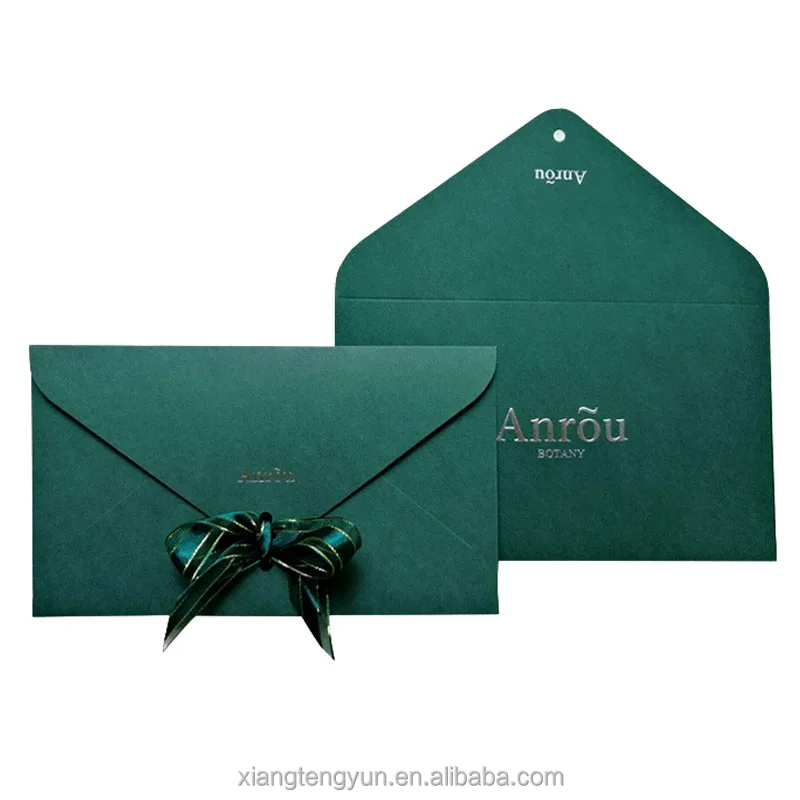Custom Luxurious Receipt Green Invitation Envelope For Wedding Card ...