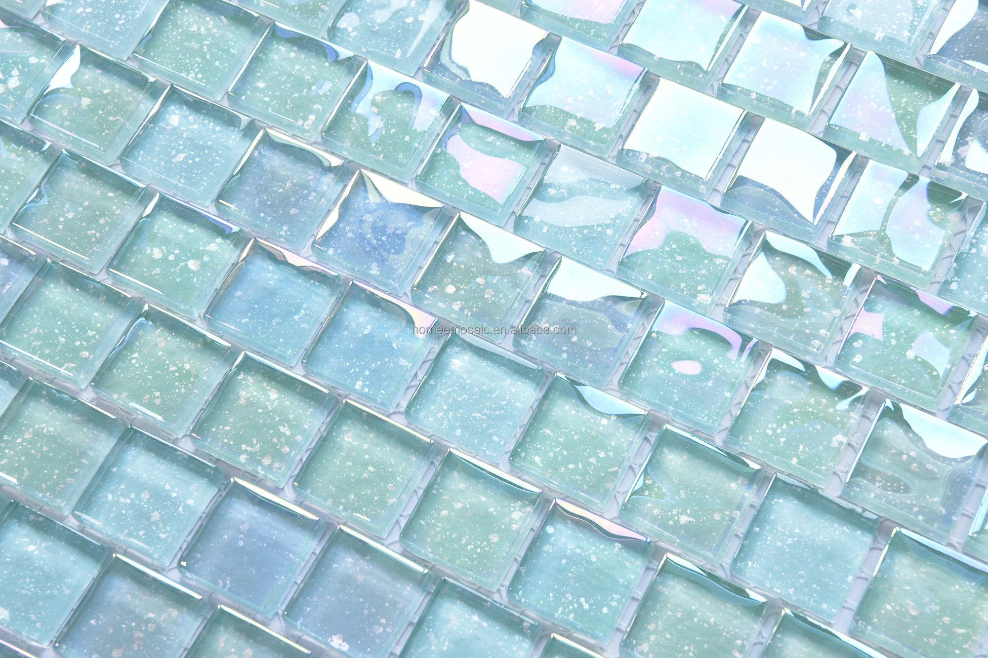 Green Iridescent Glass Swimming Pool Mosaic Tiles Wholesale Green ...