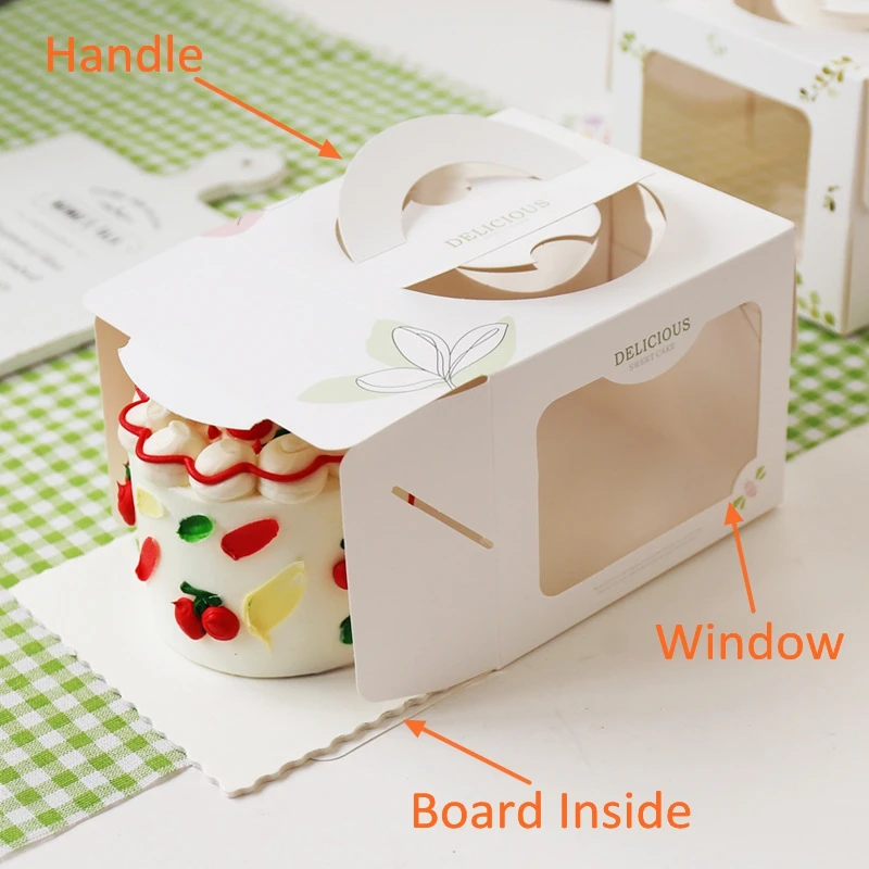 16cm to Inches - Colorful Paper Handle Cake Box with Window