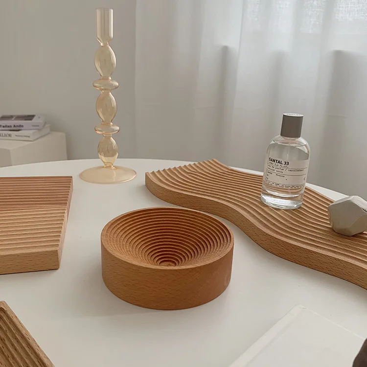 Wholesale Custom Nordic Water Ripple Beech Bamboo Trays