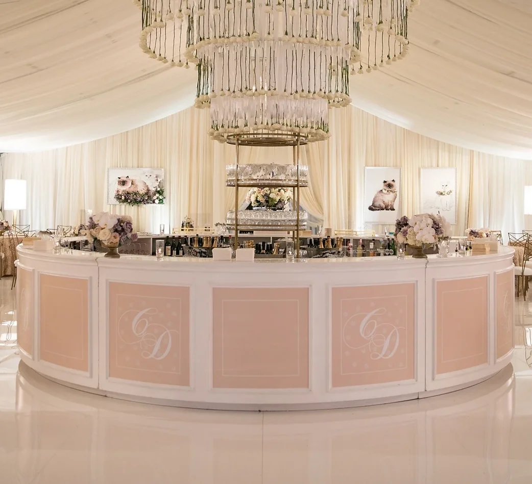 Large Circular Rental Bar Table Counter Birch Wood Painted Wooden ...