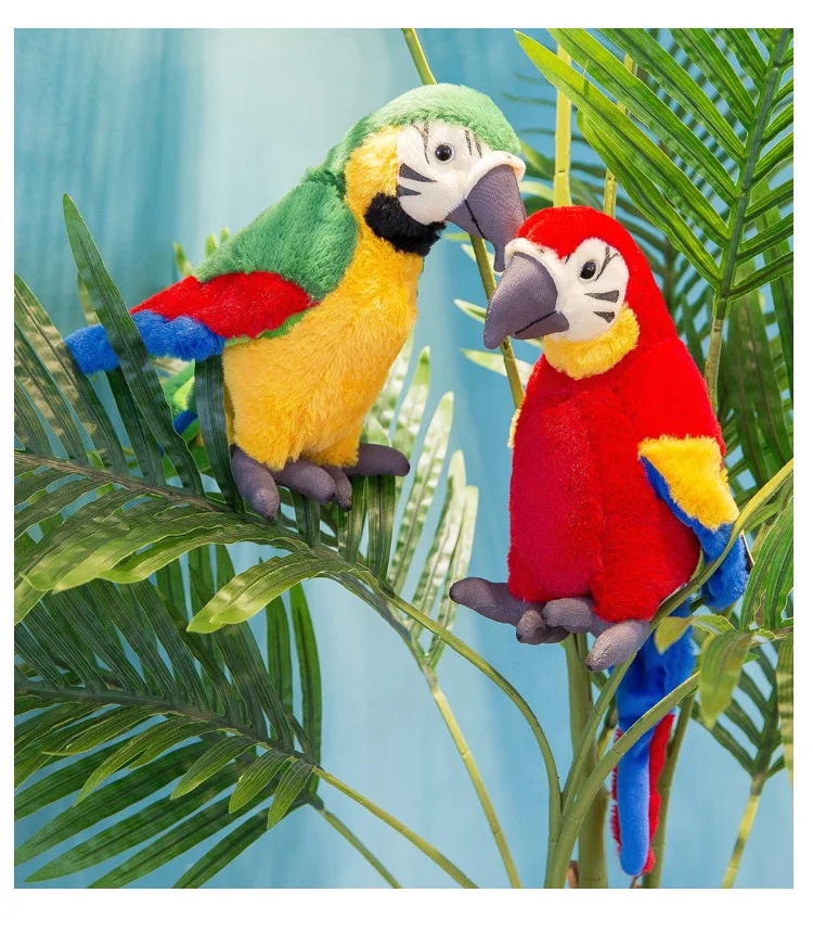Cute Parrot Doll Simulation Bird Plush Toy Creative Funny Ornaments ...