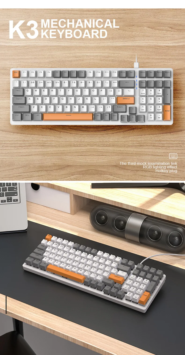 Free Wolf-teclado Mecánico K3 Para Ordenador,Juego De 980 Teclas ...