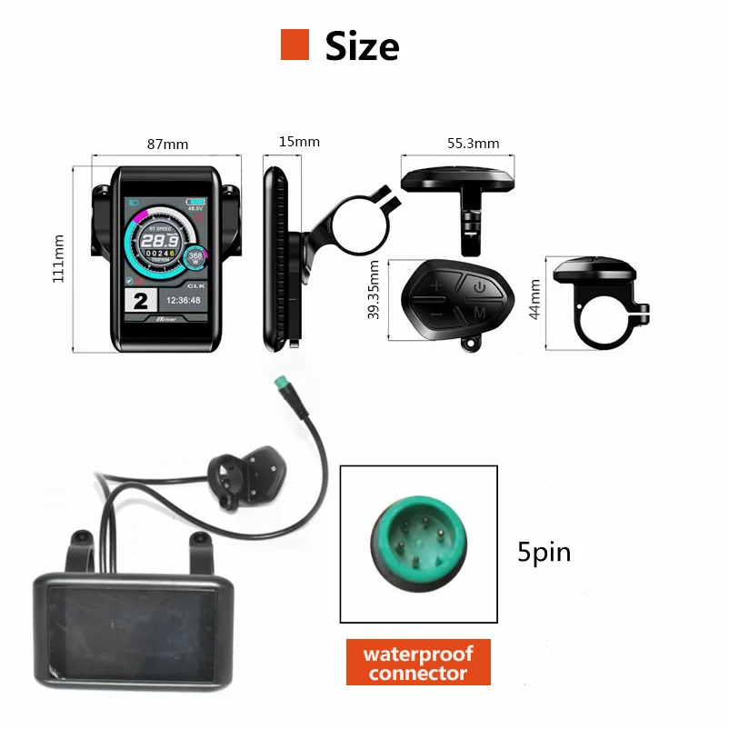 UKC1 48v 72V LCD Display for Electric Bikes - Waterproof & Colorful