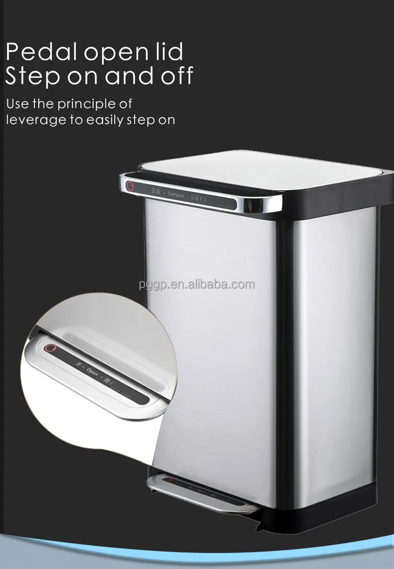 Hot Sale Kitchen 50L Garbage Compactor Bin Stainless Steel