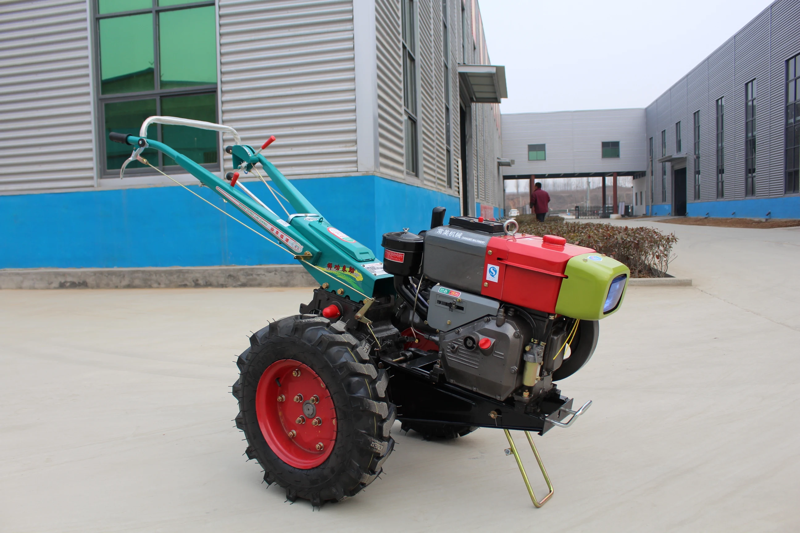 12hp Walking Tractor with Plough and Rotary Tiller Garden Walking ...