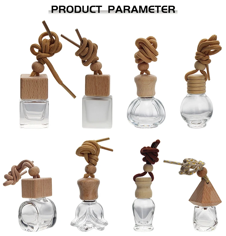 Mini 8ml Wood Hanging Car Aroma Diffuser - 10ml Perfume Bottle
