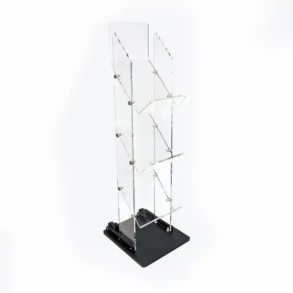 2024 Tiered Clear Acrylic Newspaper Rack Portable Bookshelf With Black ...