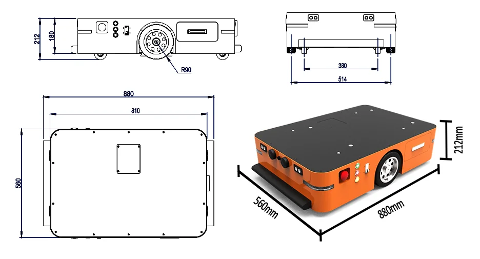 Automated Guided Vehicle AGV Small Fast Industrial Robot Chassis with ...