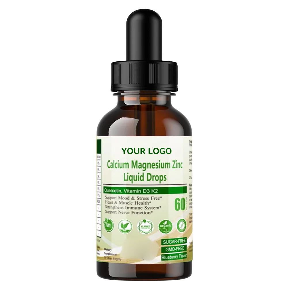 Calcium Magnesium Zinc Liquid Drops Vitamin D3 K2 Chelated Mineral ...
