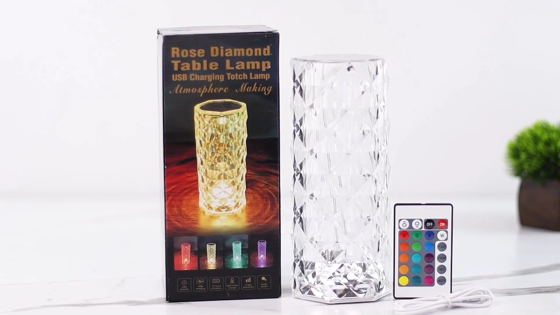 16/3 Colors Led Crystal Table Lamp Rose Light Touch Control Atmosphere ...