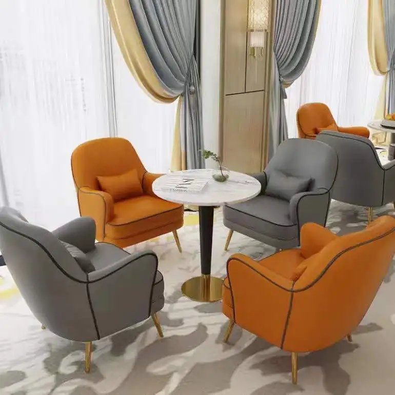 Leather Dining Chairs Lounge Chair For Manager Office Iron Golden ...