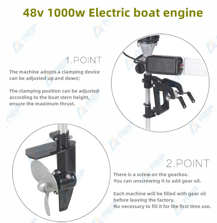 48V 1000W Brushless DC Trolling Motor for Kayak & Boat