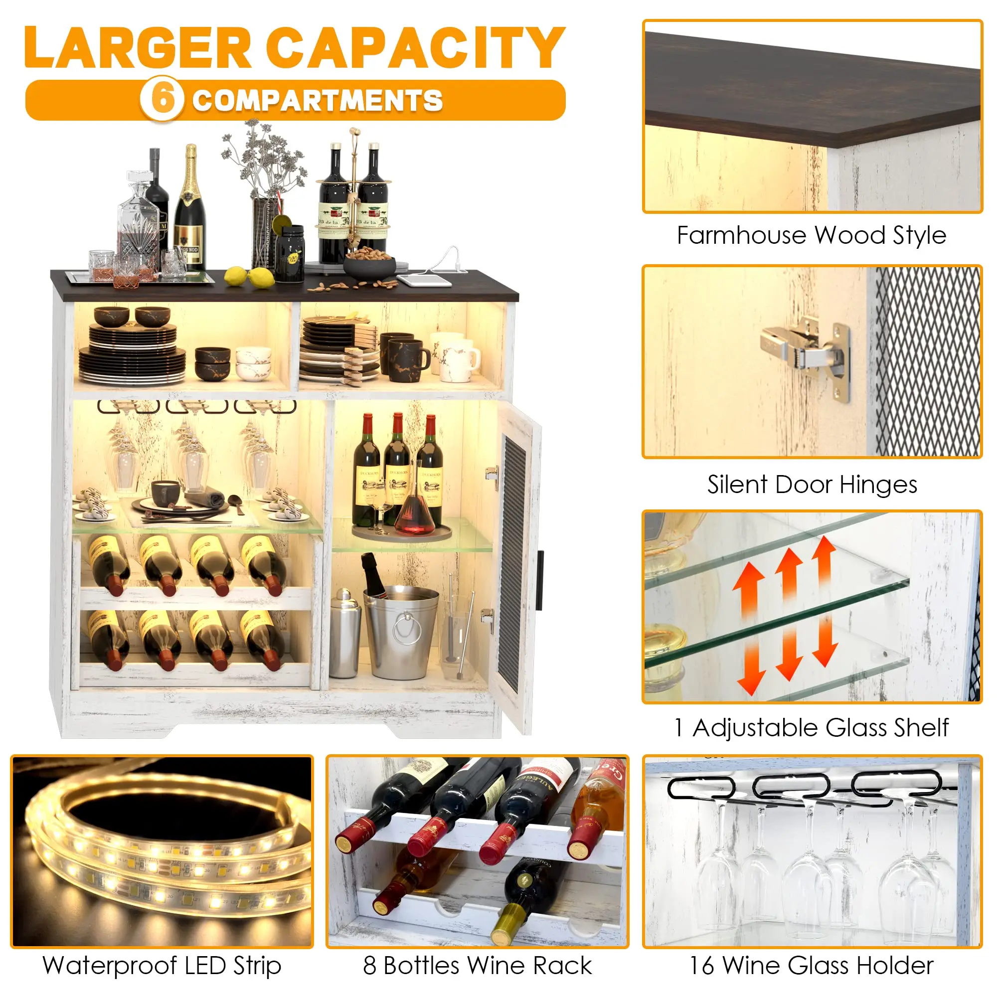 Farmhouse Door Mini Bar Cabinets - Luxury & Customization