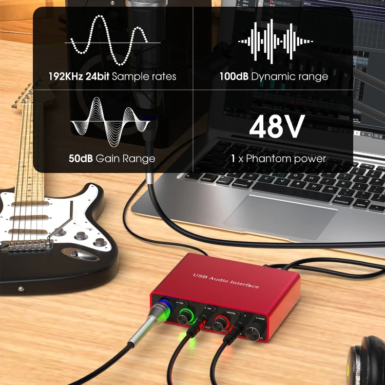 Customizable XLR 24bit-192khz Audio Interface for Studio