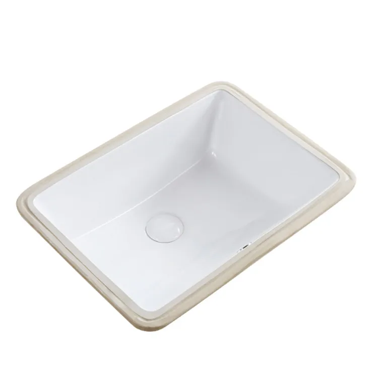Luxury Bathroom Rectangle Wash Basin Sink Glossy Ceramic Under Counter ...