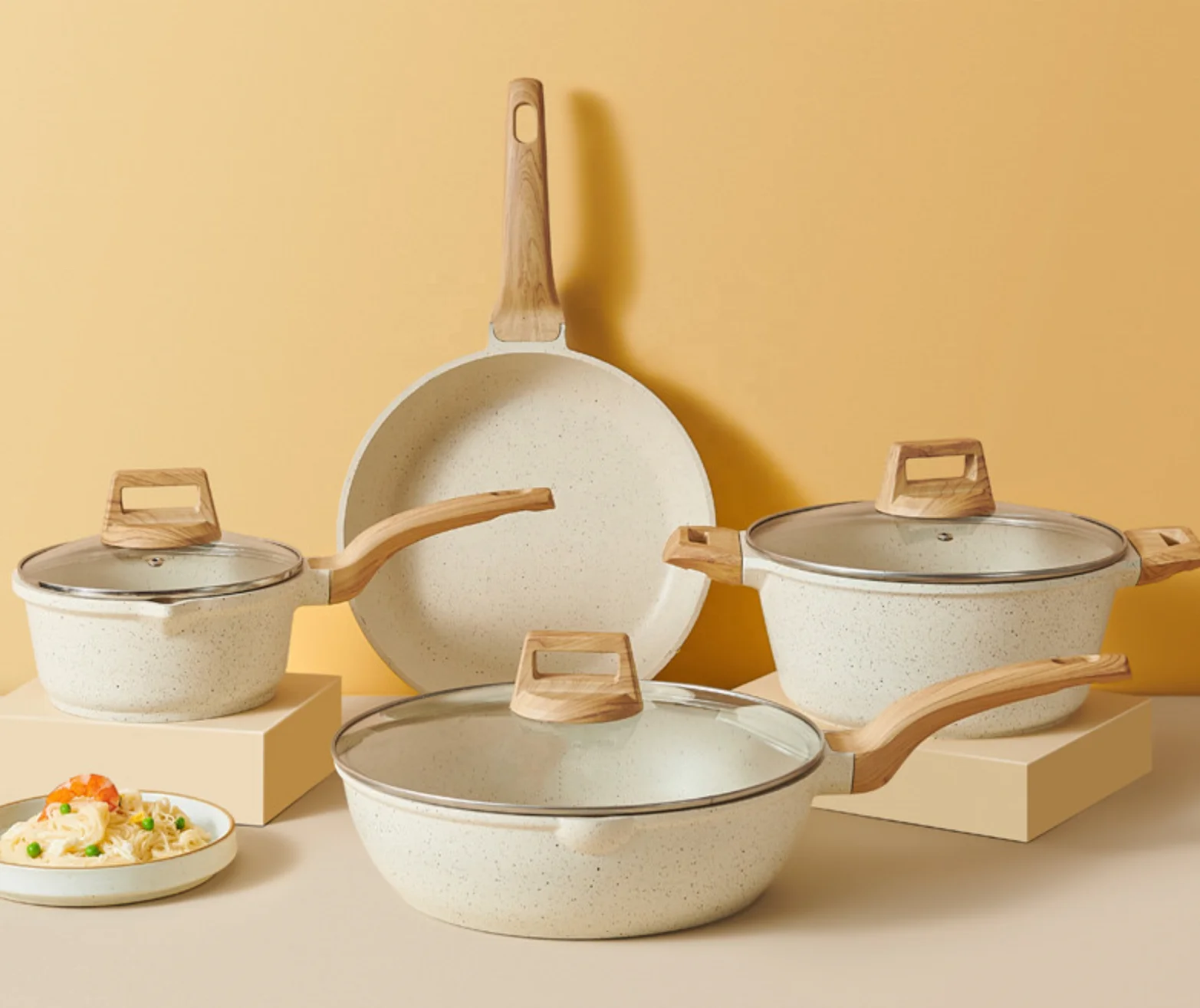 Ht Hot Sale 8 Pieces Cast Aluminum Cookware Set Pot And Pan Set Medical ...