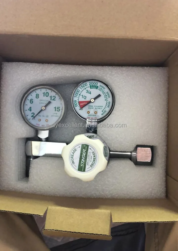 Brass Medical Oxygen Regulator - Double Gauge Precision