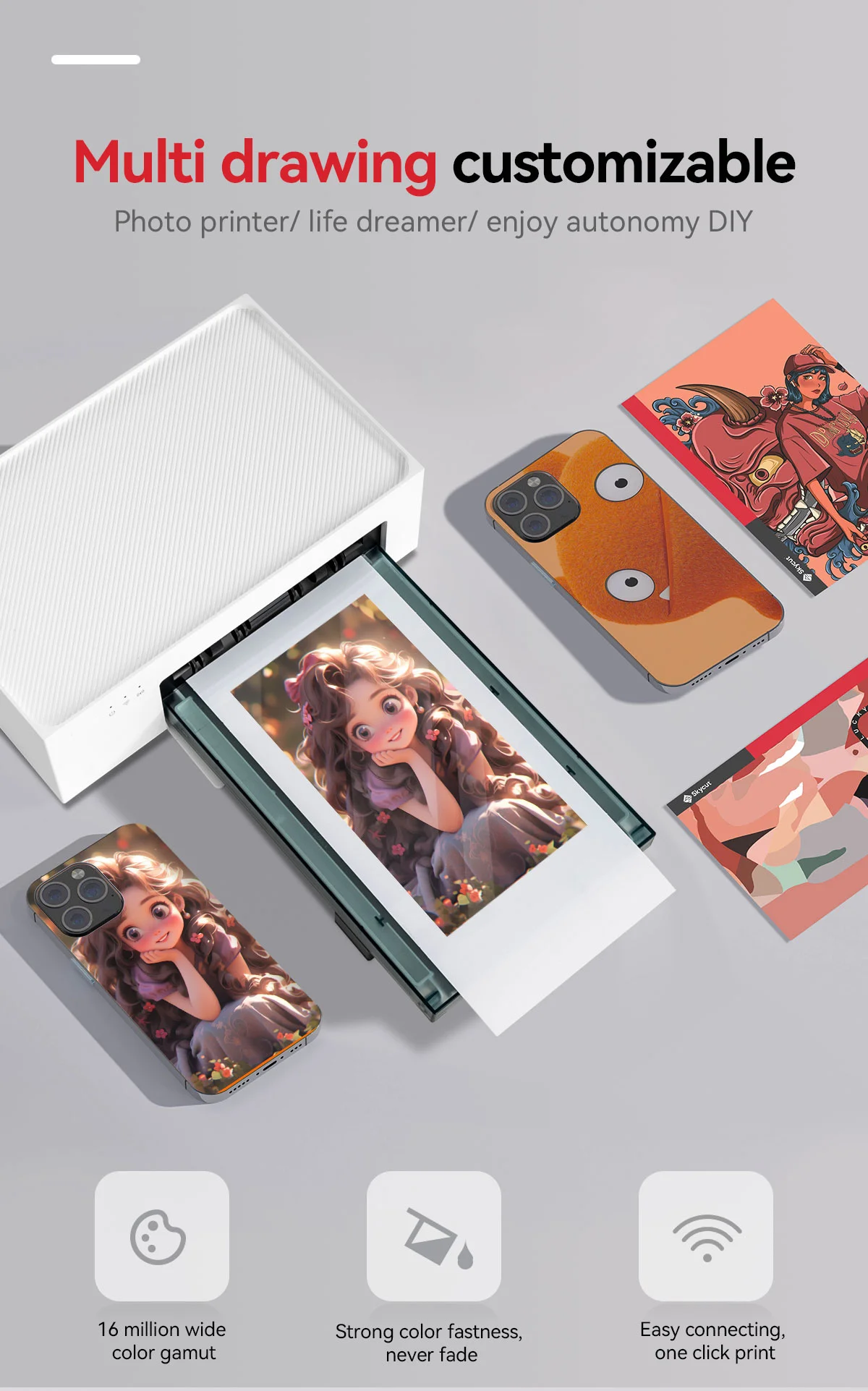 Mini Portable Colorful Sublimation Photo Thermal Printer Phone Back ...