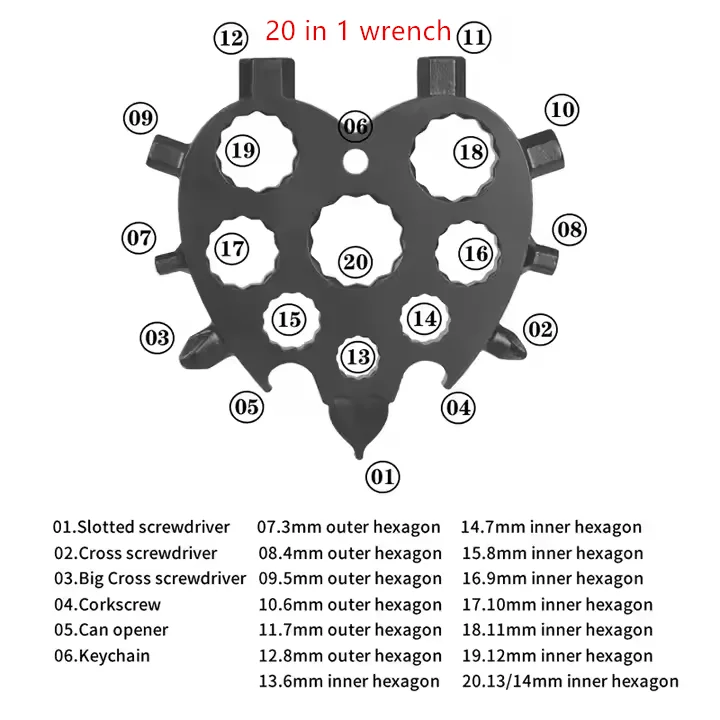 20 In 1 Multi Tool Tortoise Shape Snowflake Corkscrew Wrench Set Tools ...