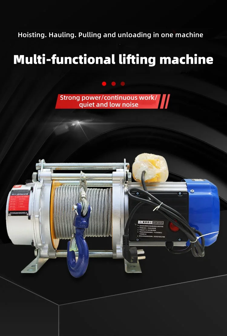 Aluminum Shell Wire Rope Electric Mini Winch 1 Ton Hoist 220v Small ...