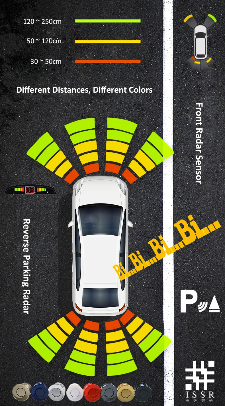 Issr Reverse Parking Sensor With Buzzer Led Reversing Sensor Switch ...