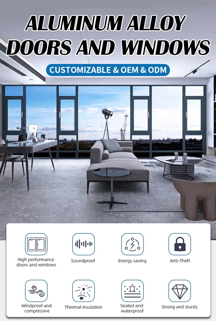 House Commercial American Style Large Glass Windows Opening 180 Degree ...