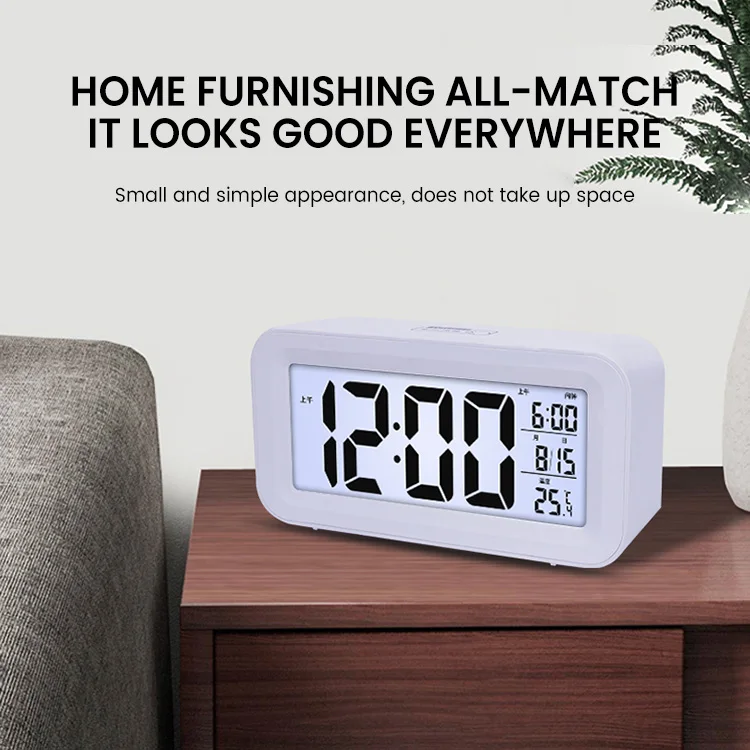Plastic Smart Square Clock Calendar Temperature LED Alarm