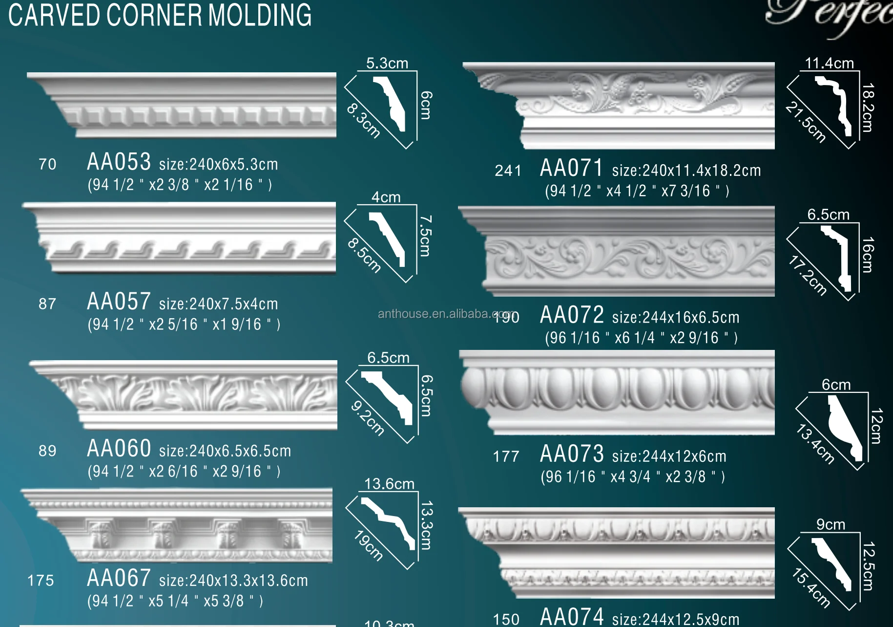 Interior PU Foam Cornice Fireproof Moulding With Pop Design Artificial ...