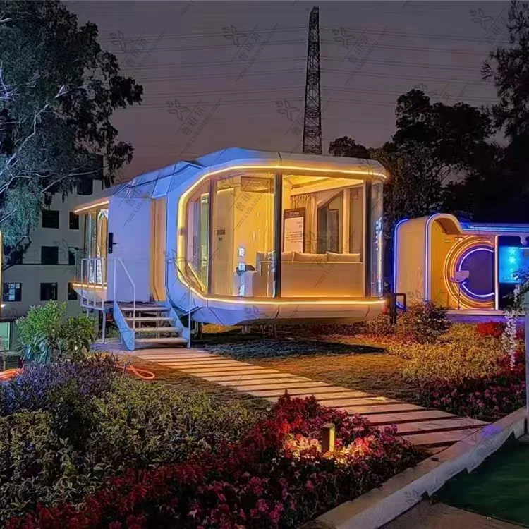 Outdoor Tiny House Cold Weather Pre Build Capsule House For Space Theme ...