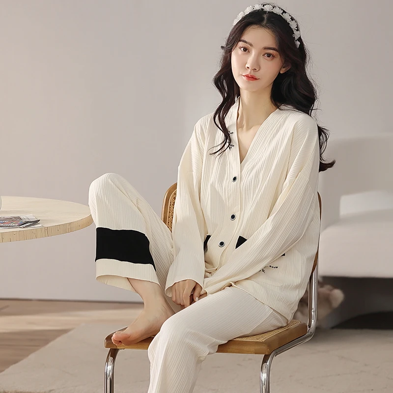 Elegant Cotton Homewear - Quality Long Sleeve Pajamas