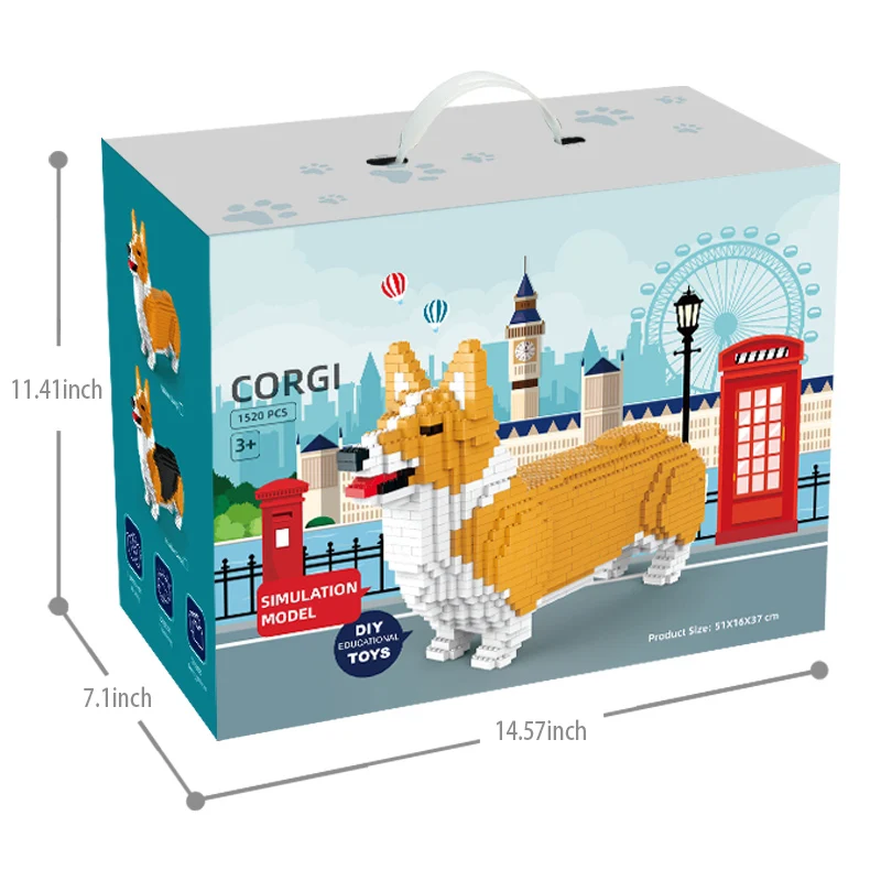 Rq Corgi Block Dog Building Set 1520pcs Animals Building Blocks 1:1 ...