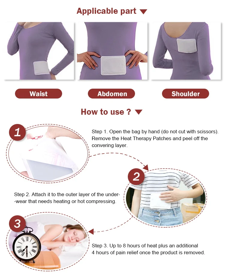 12 Hours Self-heating Body Warmer Pad Women Menstrual Pain Relief Patch ...