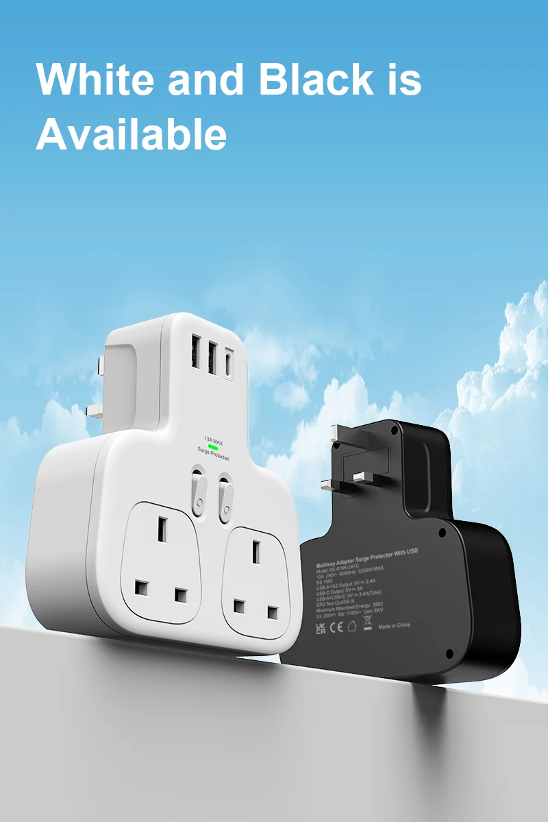 2 Way Plug Extension With Usb,Multi Plug Extension Sockets With 3 Usb ...