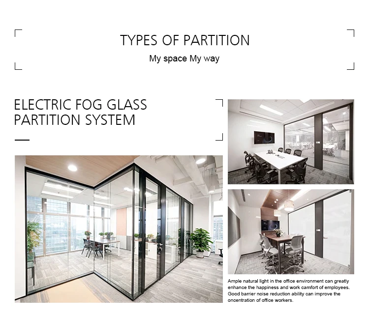 Full View Office Wall Partition Double Layer Glass Without Aluminum ...