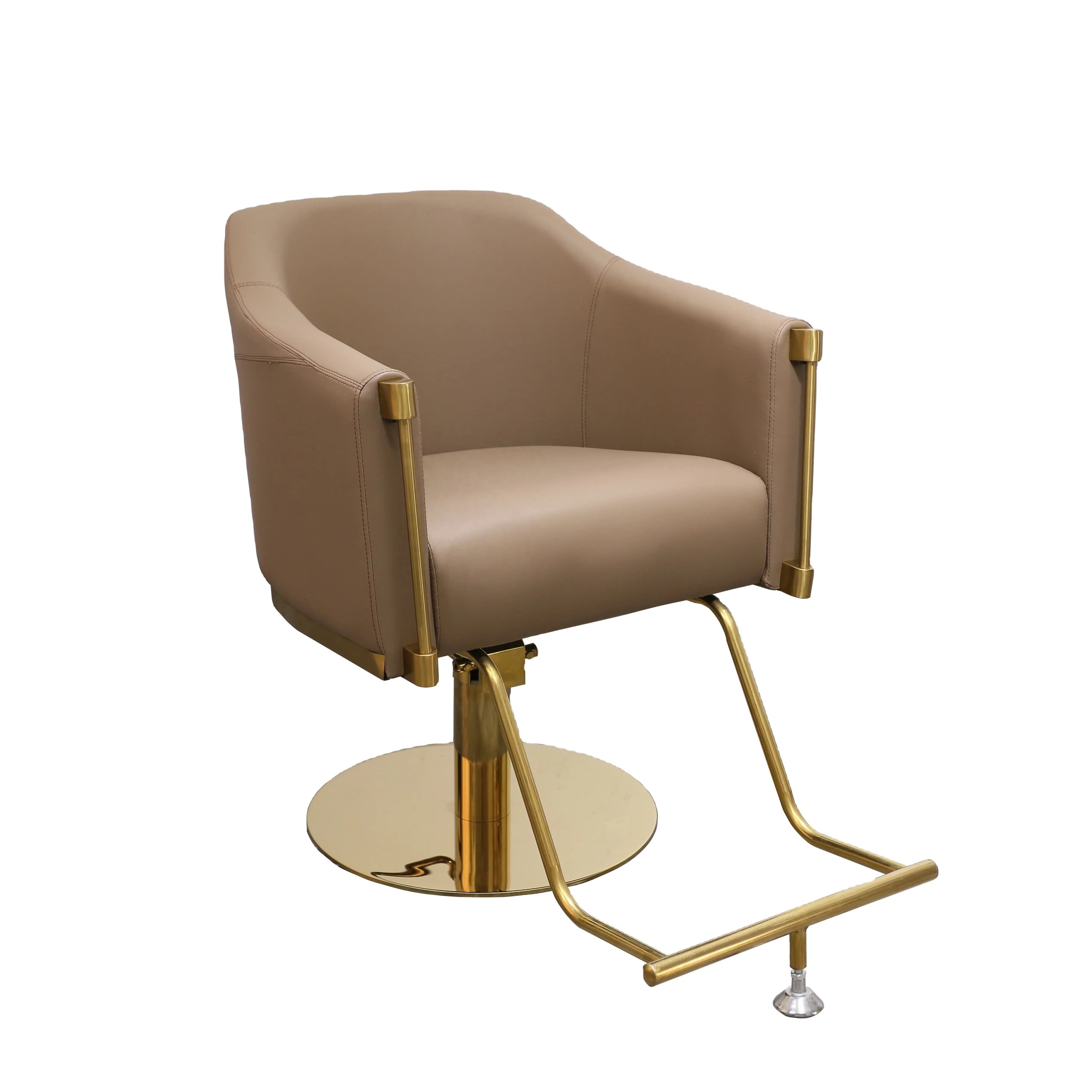 Modern Gold Metal Gray Hydraulic Reclining Hairdressing Chair