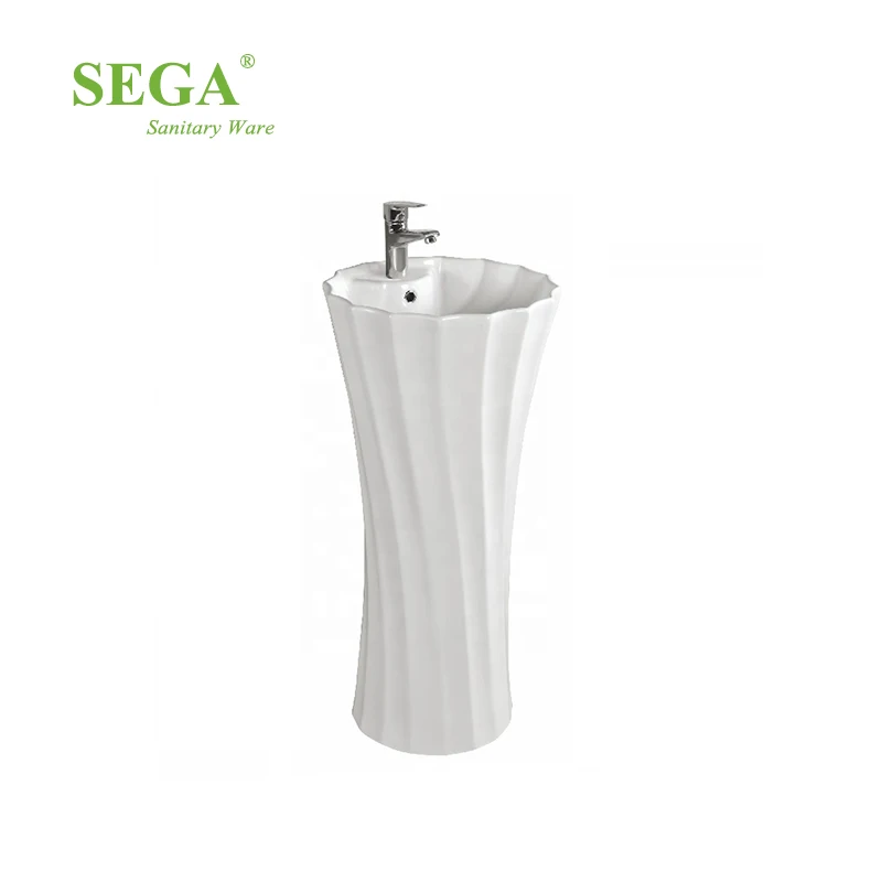 OEM SASO Ceramic Rectangular Pedestal Wash Basin - White