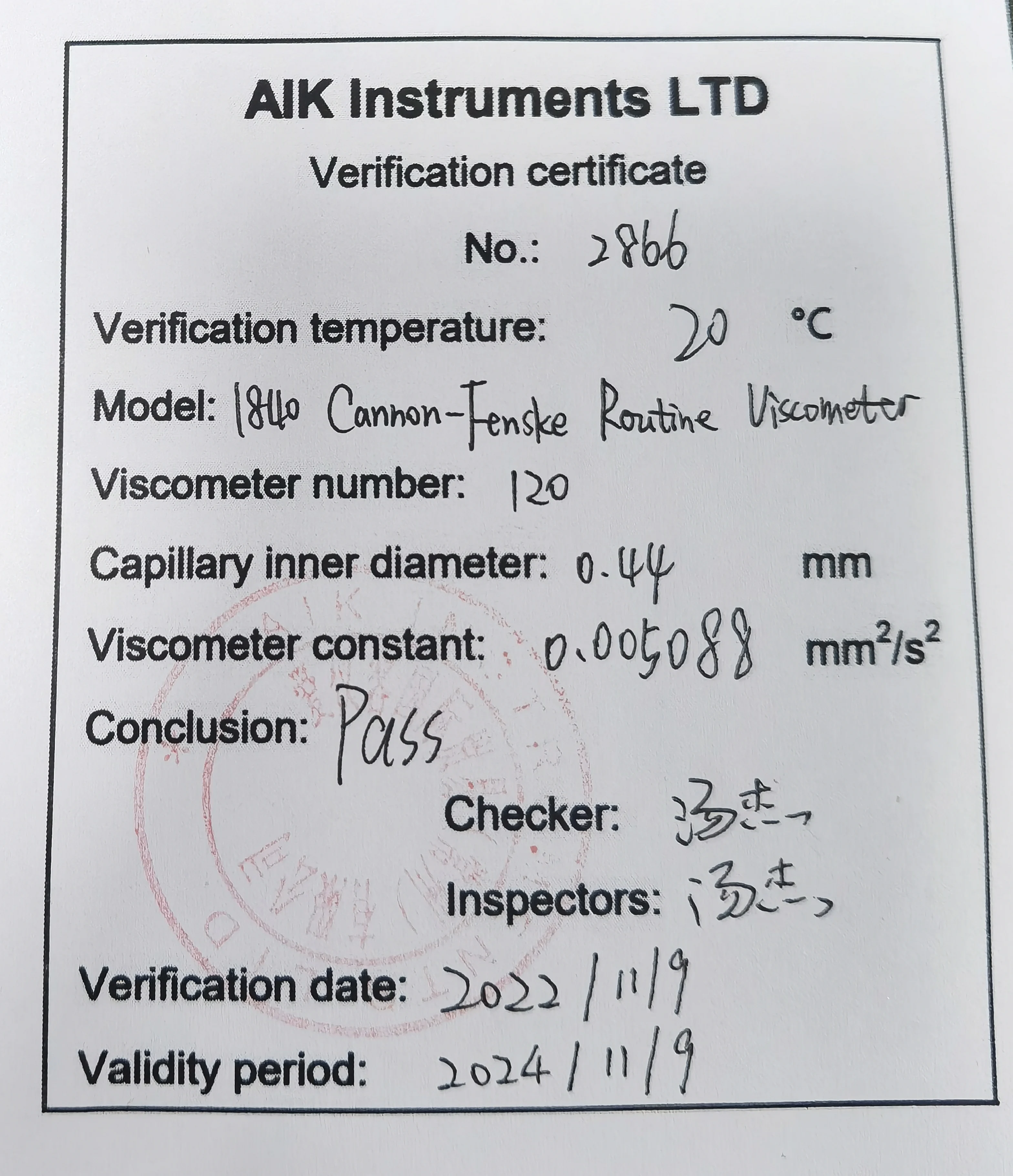 1833 Pinkevitch Viscometer Tube for Kinematic and Dynamic Viscosity ...